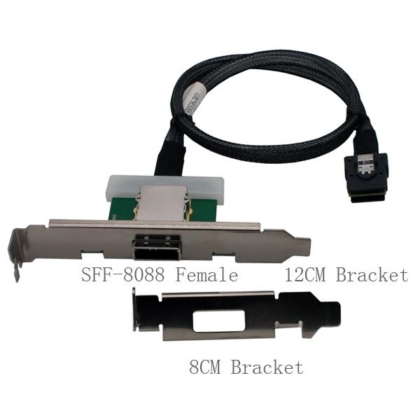 MINI SAS 36 SFF-8087 to External SFF-8088 female with 2 bracket 0.5m ...